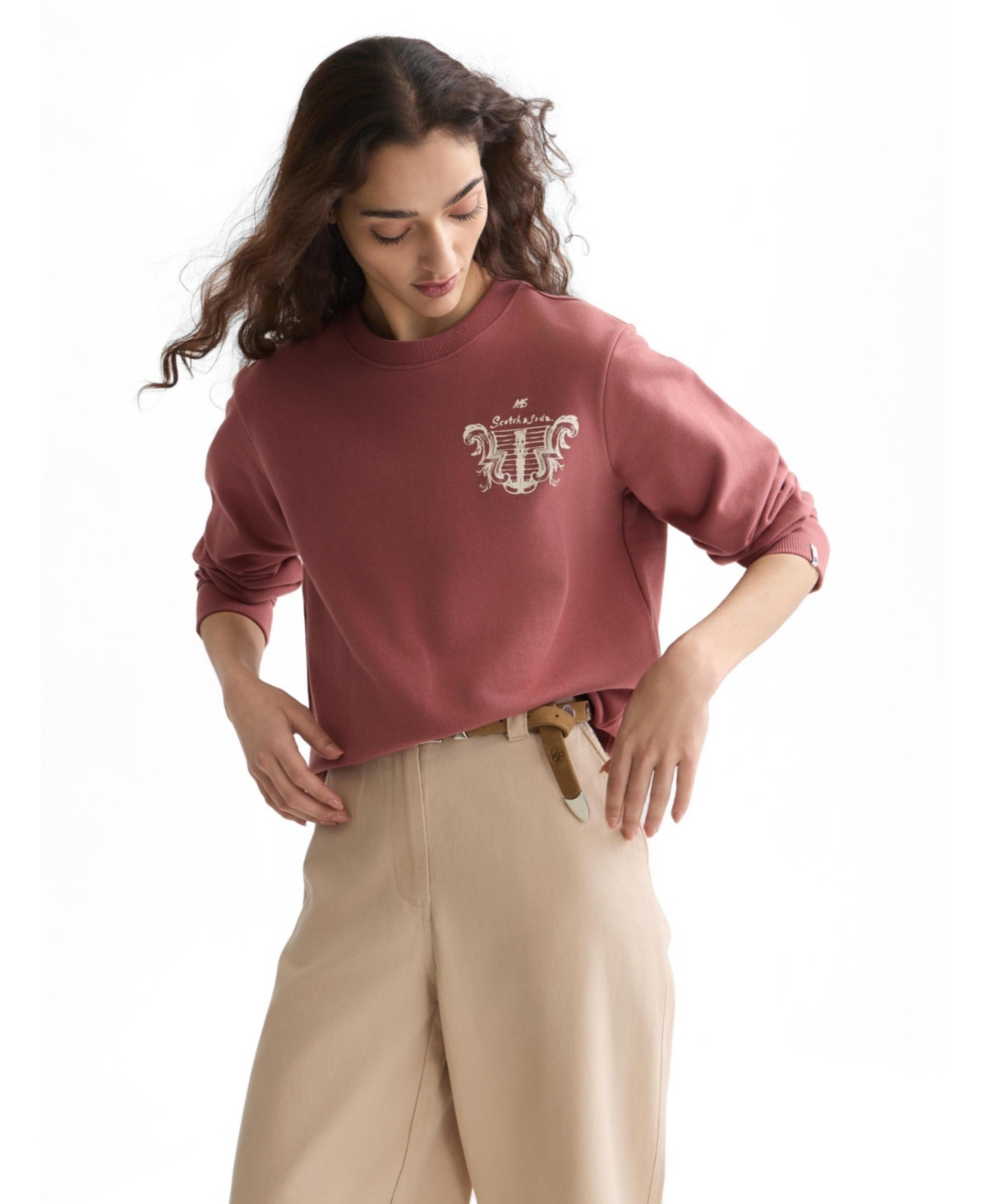 Click here for Scotch & Soda Womens Chest Artwork Regular-Fit Swe... prices