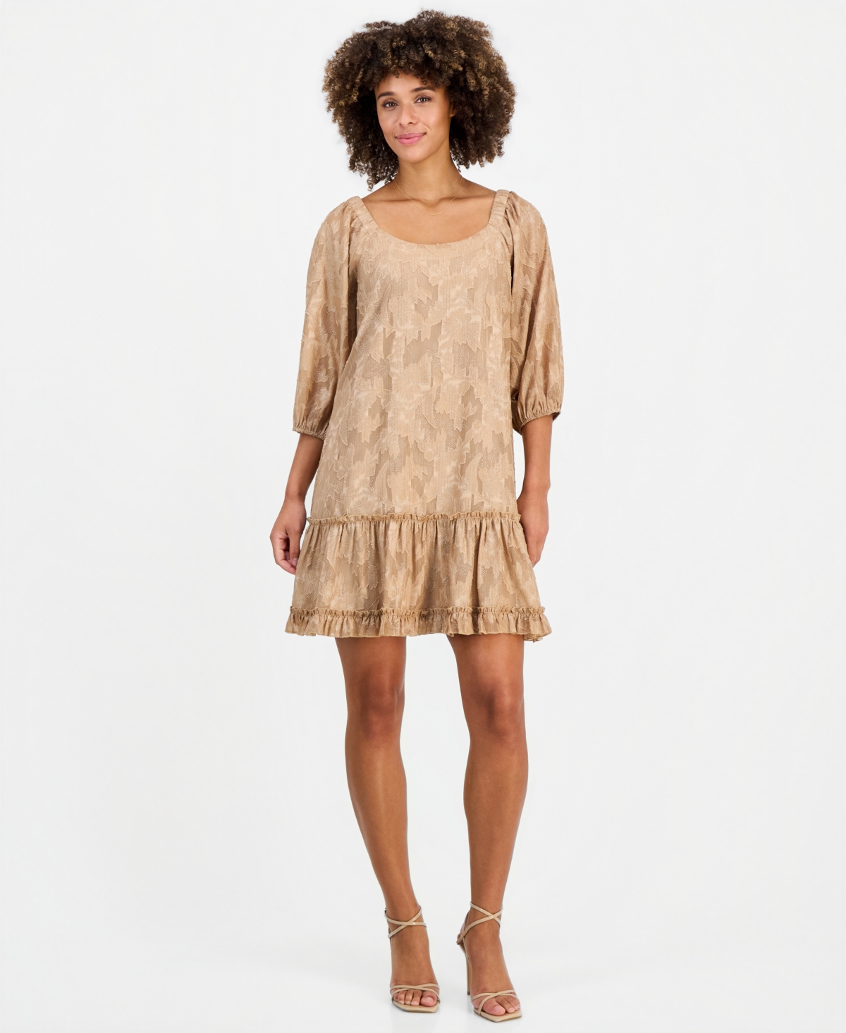 Click here for Robbie Bee Womens Floral-Burnout Scoop Neck Ruffle... prices