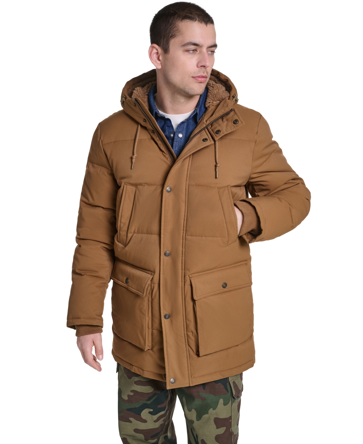 Click here for Levis Mens Classic-Fit Quilted Parka Jacket - Brow... prices