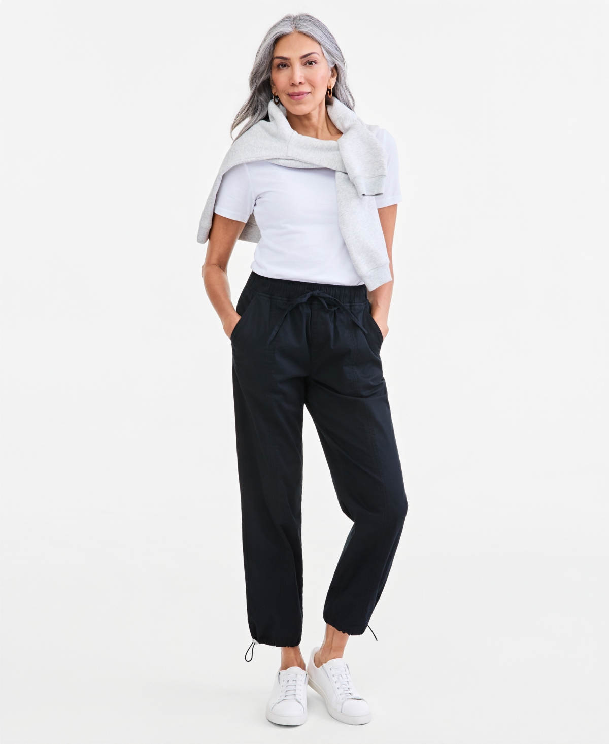 Click here for Style & Co Petite Utility Bungee Crop Pull-On Pant... prices