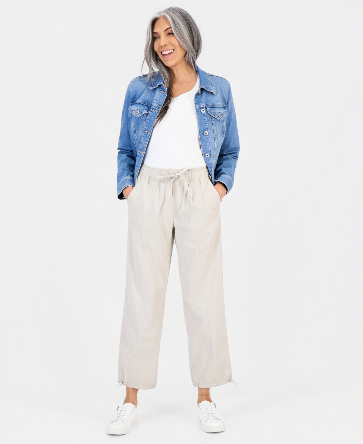 Click here for Style & Co Petite Utility Bungee Crop Pull-On Pant... prices