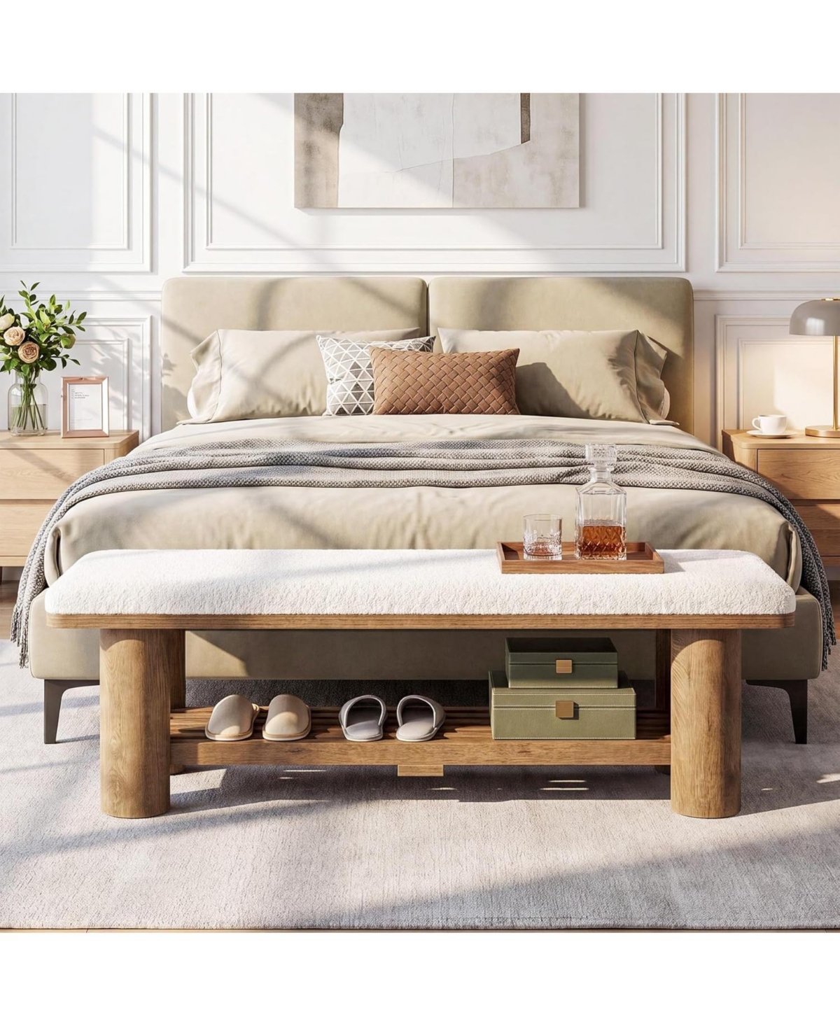Click here for Tribesigns End of Bed Bench with Faux Lamb Wool Cu... prices
