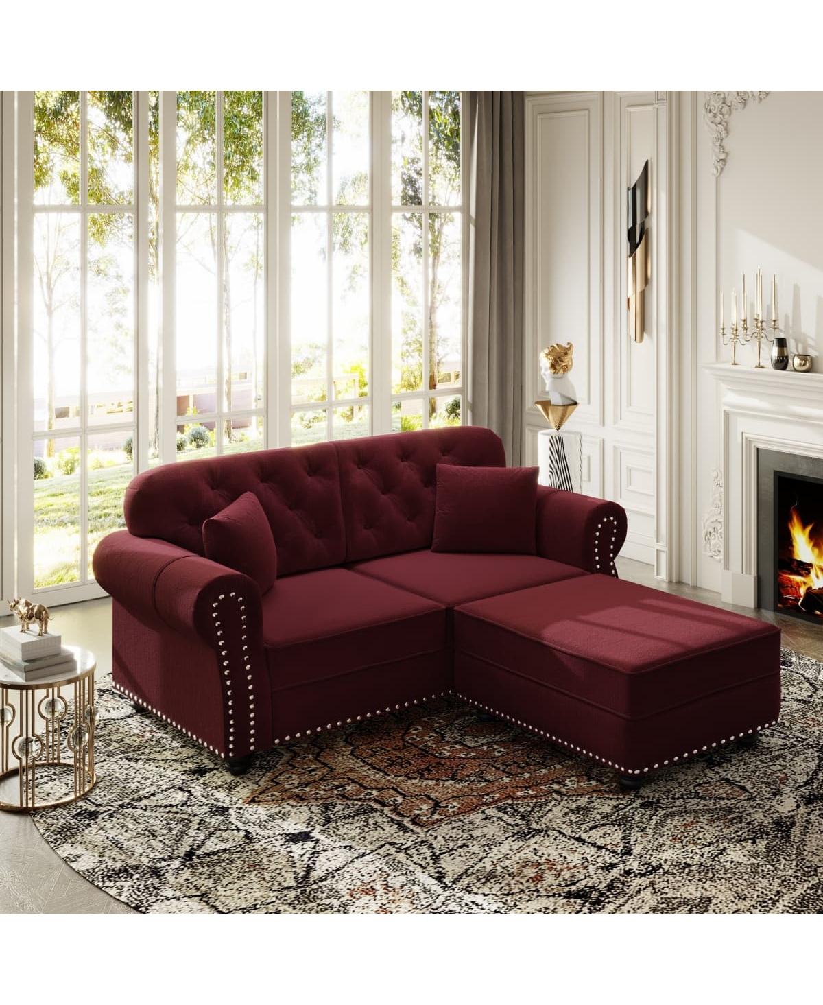 Click here for Maison Boucle 63 Velvet Loveseat and Ottoman Set... prices