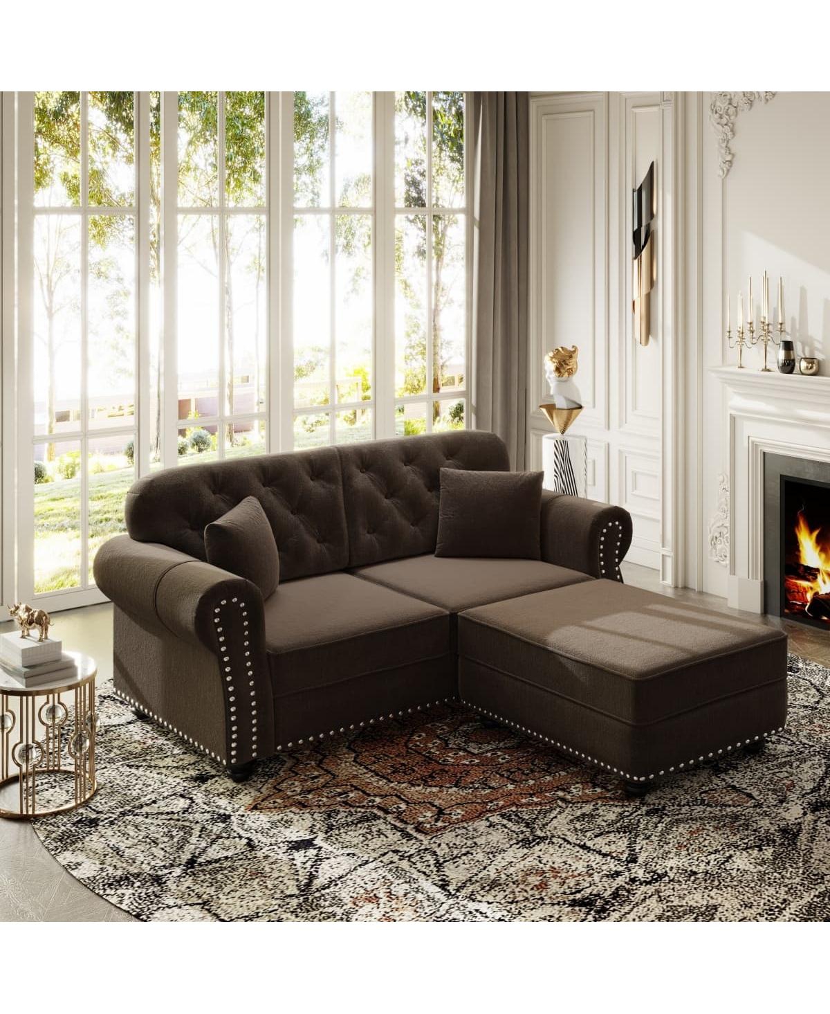Click here for Maison Boucle 63 Velvet Loveseat and Ottoman Set... prices