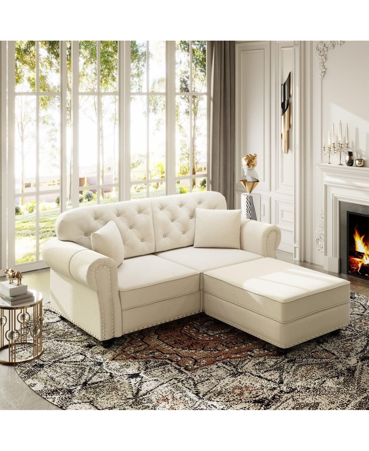 Click here for Maison Boucle 63 Velvet Loveseat and Ottoman Set... prices