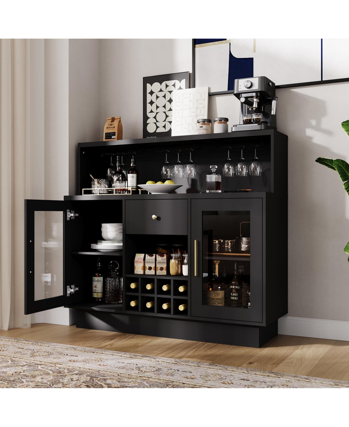 Click here for homfan Bar Cabinet with Led Lights  Glass Holder a... prices