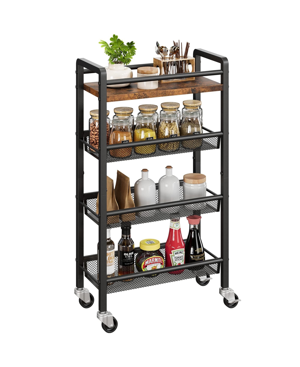 Click here for homfan Slim Bar Cart  4 Tier Kitchen Rolling Carts... prices
