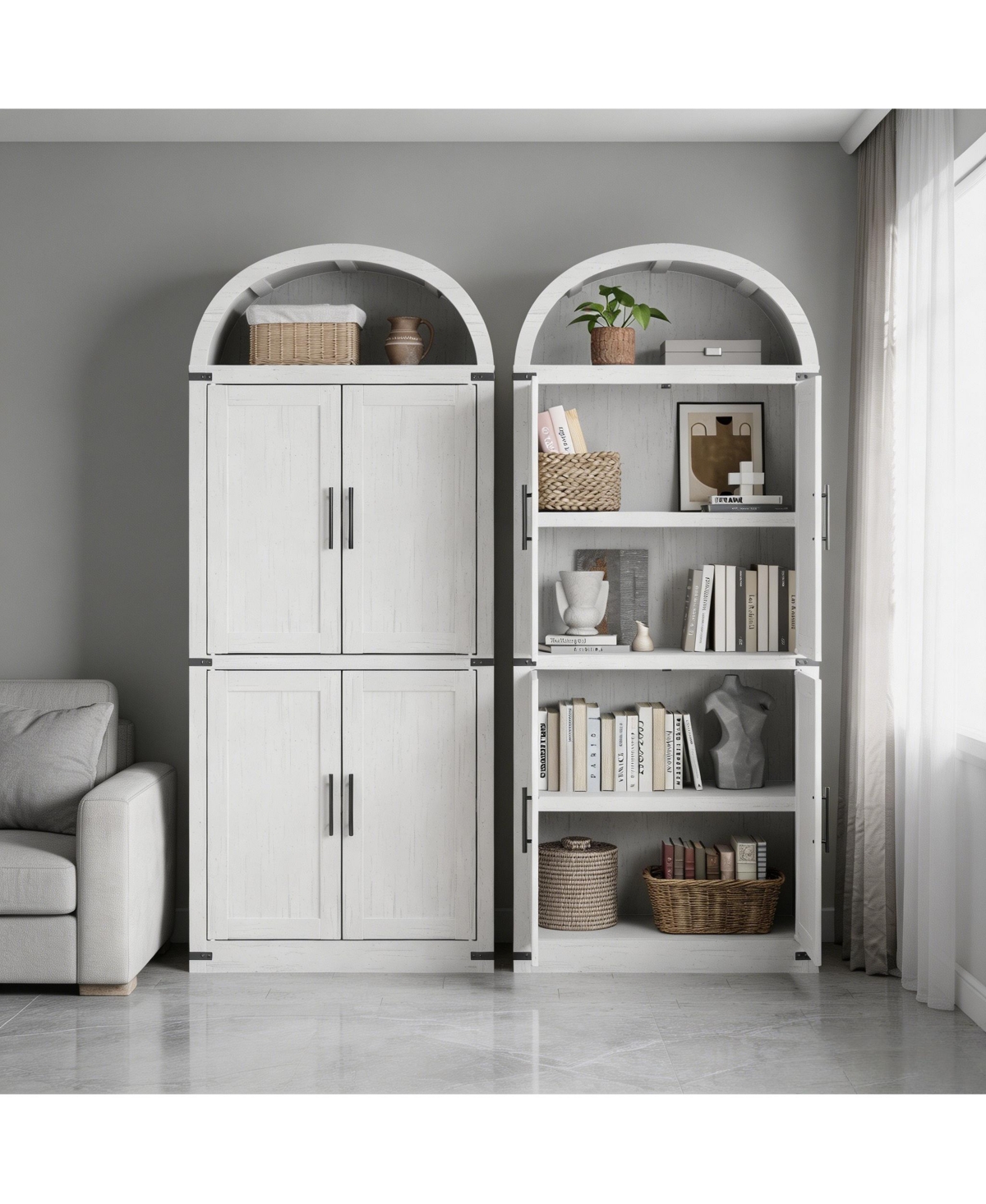 Click here for homfan Arched Glass Door Bookshelf  Freestanding E... prices