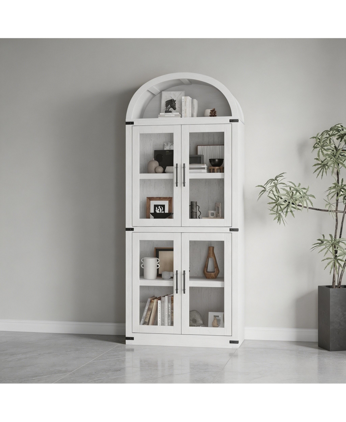 Click here for homfan Arched Glass Door Bookshelf  Freestanding E... prices