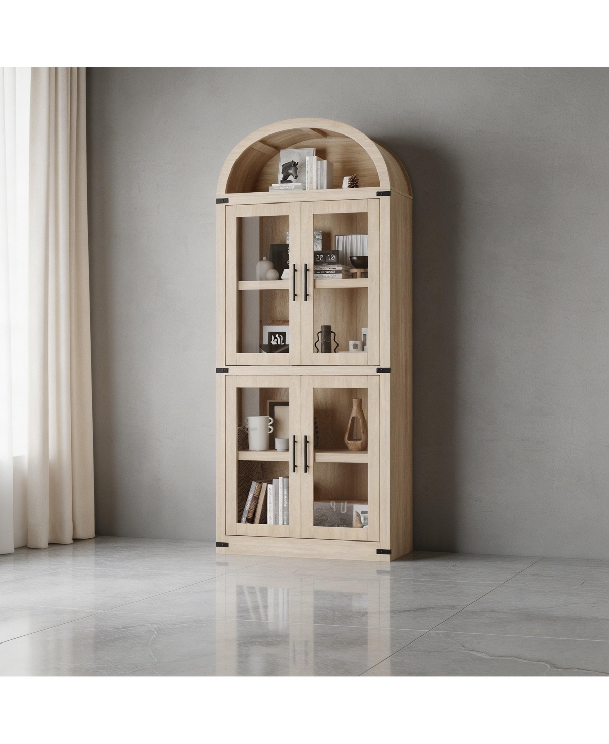 Click here for homfan Arched Glass Door Bookshelf  Freestanding E... prices