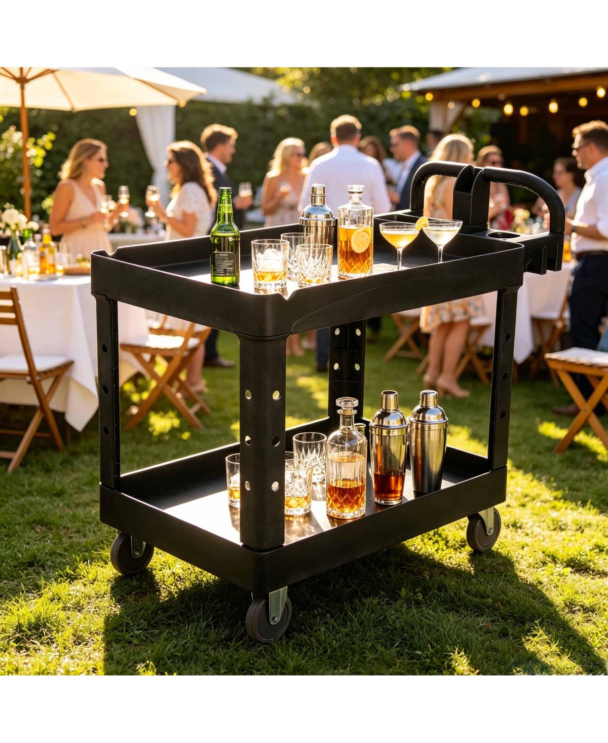 Click here for homfan Rolling Bar Cart  42 Inch Heavy Duty Plasti... prices