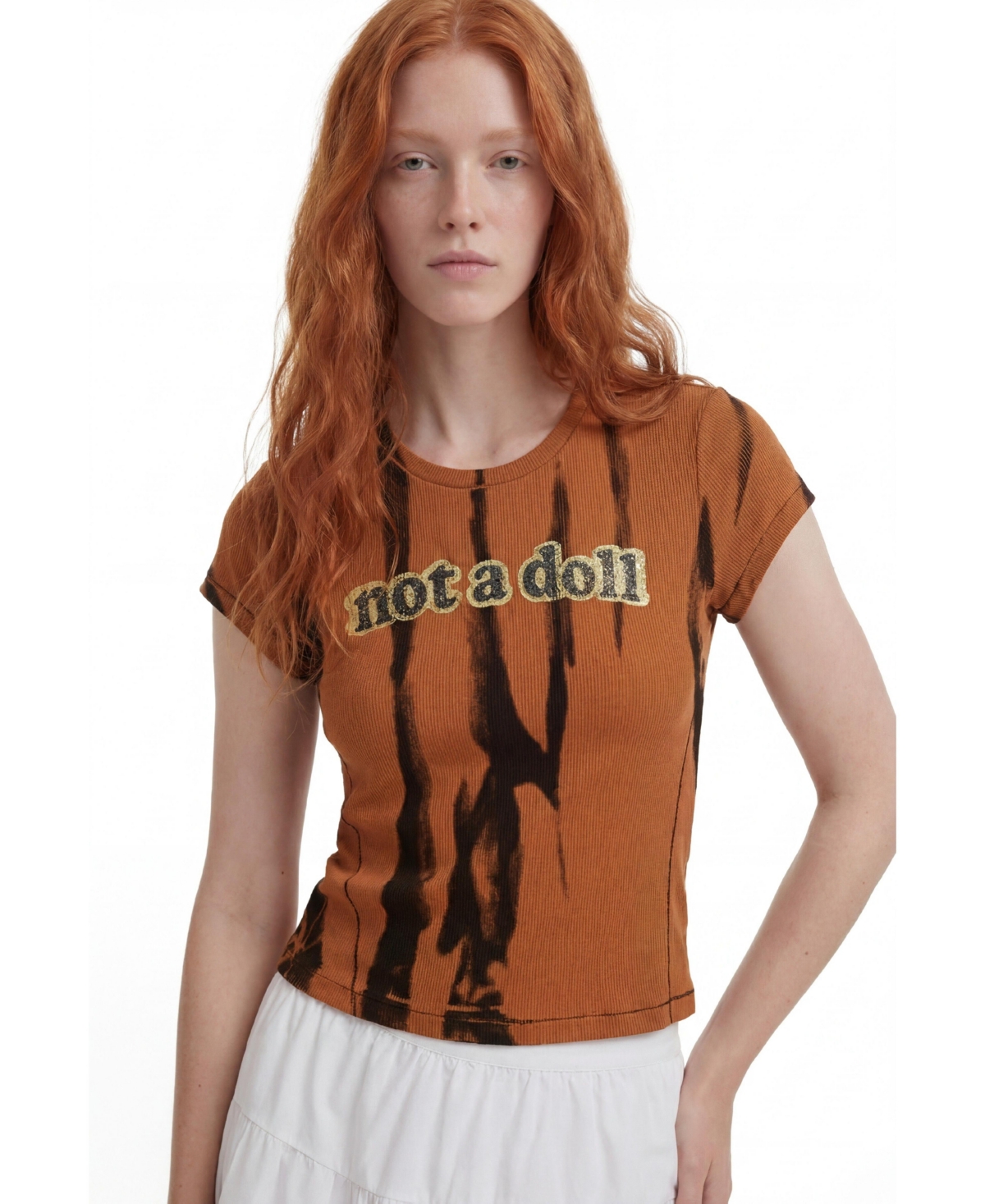 Click here for Desigual Womens Printed Message T-Shirt - Brown prices