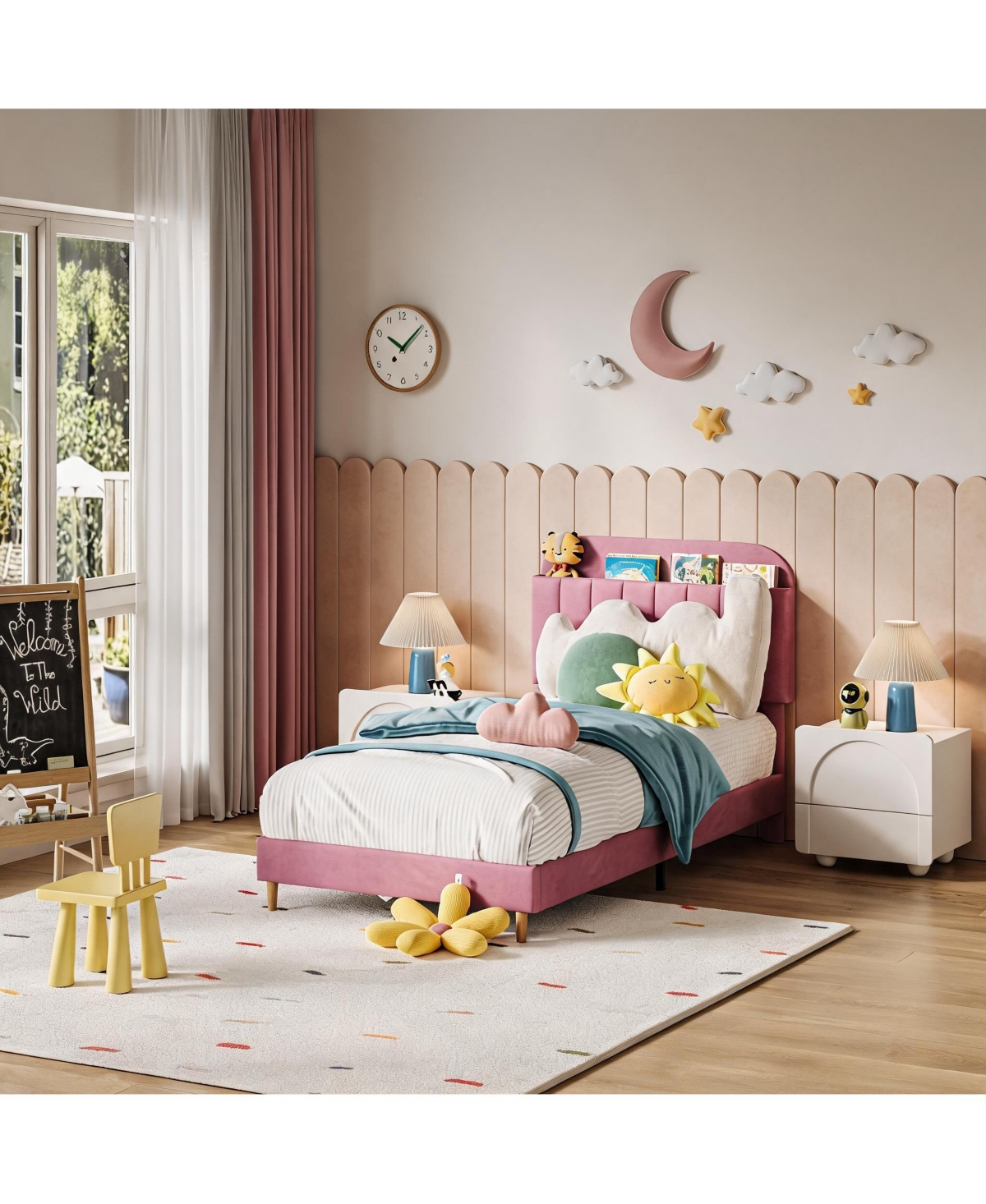 Click here for homfan Twin Bed Frame with Storage Headboard  Velv... prices