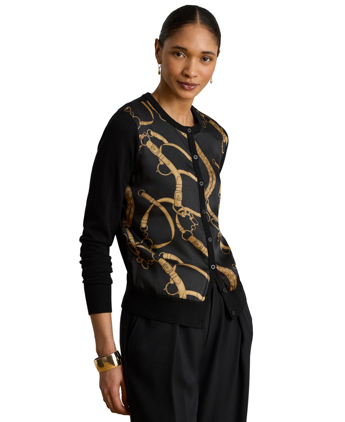 Click here for Lauren Ralph Lauren Womens Belting Print Cardigan... prices