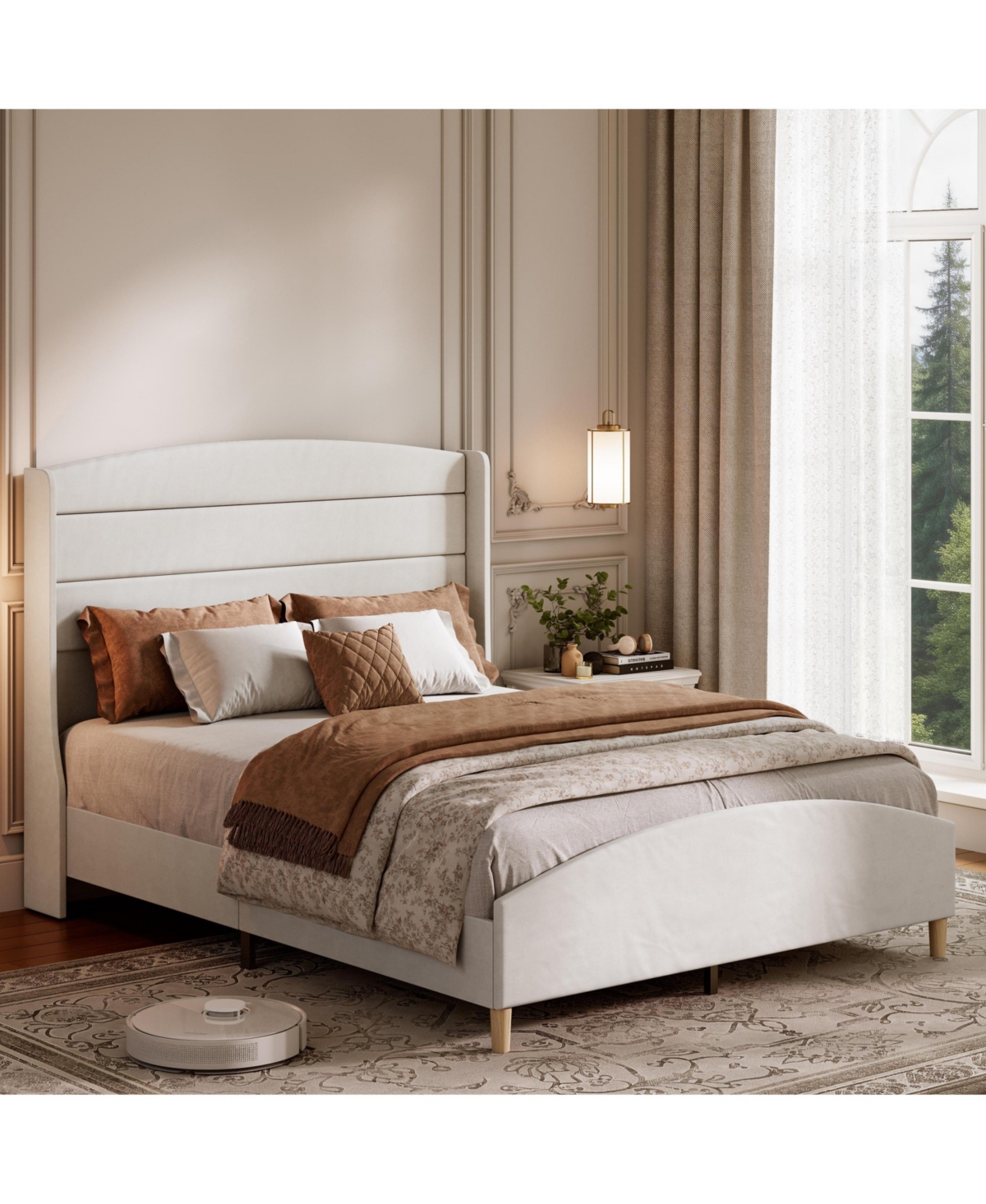 Click here for homfan Upholstered Platform Bed Frame  Queen Size... prices