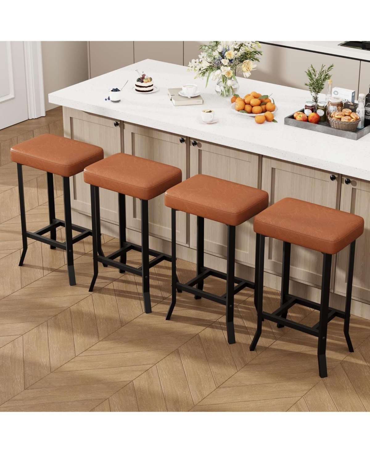 Click here for homfan Set of 4 24.6 Inch Bar Stools  Premium Faux... prices