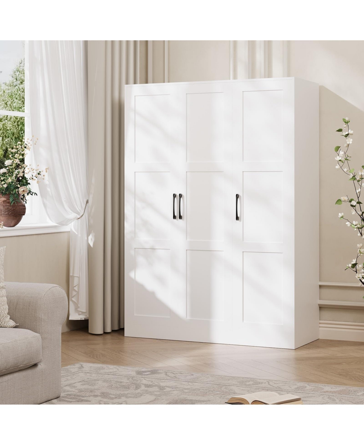 Click here for homfan Modern 3-Door Wooden Wardrobe Closet  Spaci... prices
