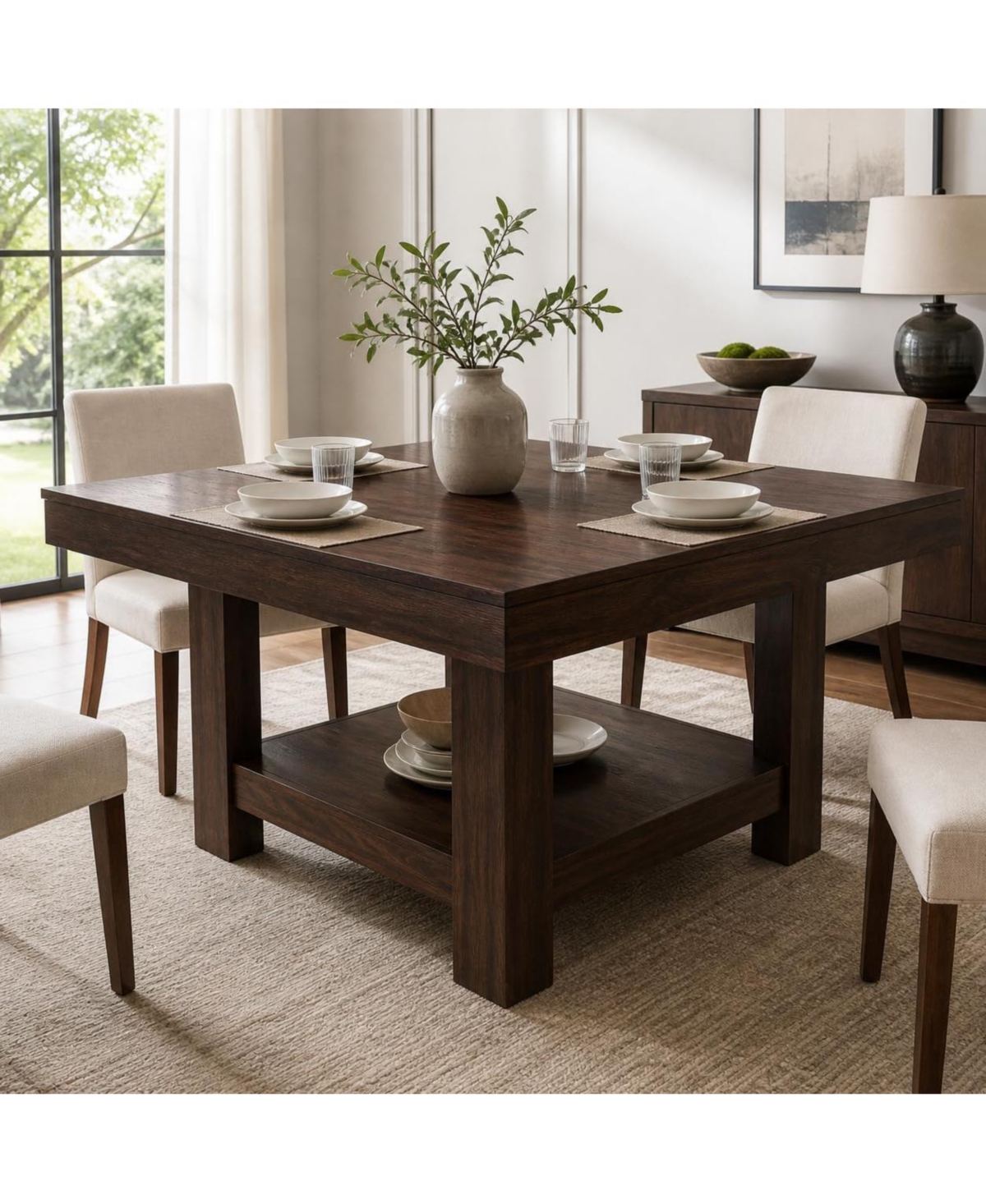 Click here for homfan 47.2 Inch Square Dining Table 2 Tier Storag... prices