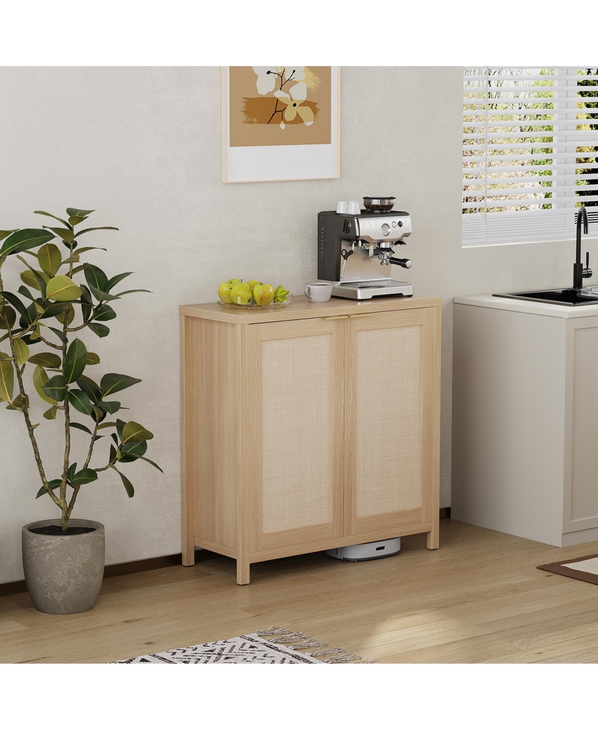 Click here for homfan Modern Rattan Storage Cabinet  2 Doors  Adj... prices