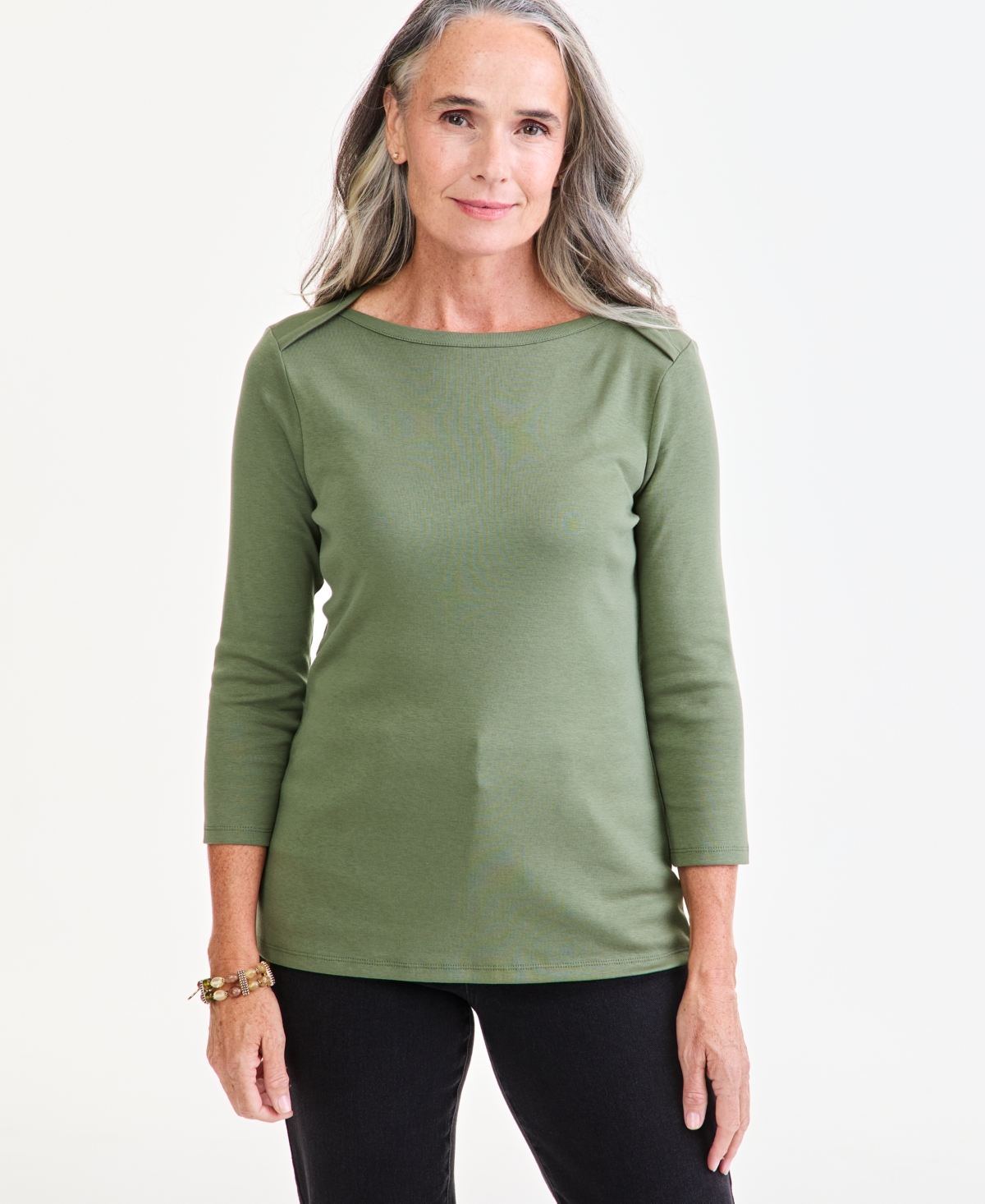 Click here for Style & Co Womens Pima Cotton 3/4-Sleeve Boat-Neck... prices