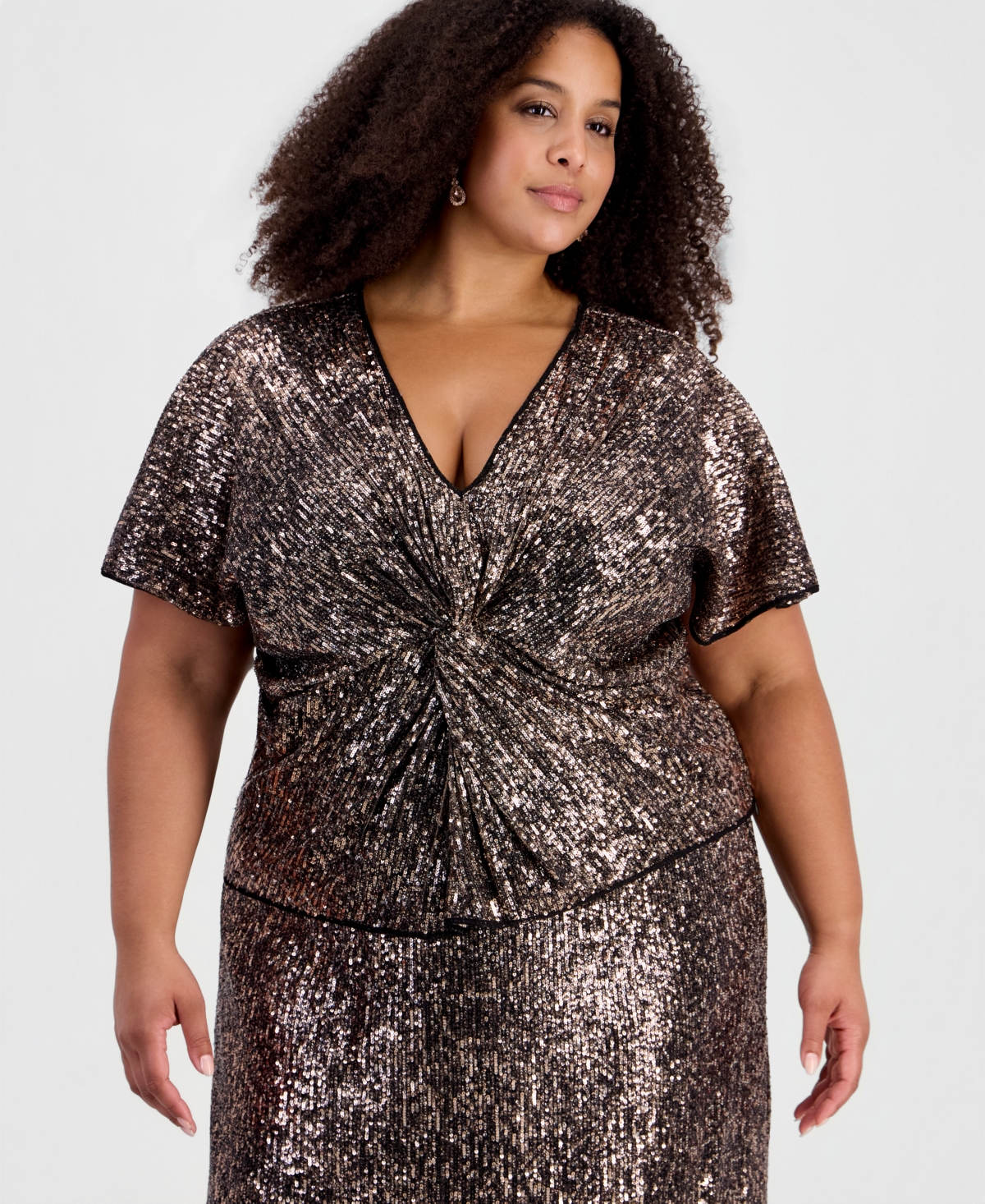 Click here for Muse Plus Size Sequined V-Neck Dolman-Sleeve Top -... prices