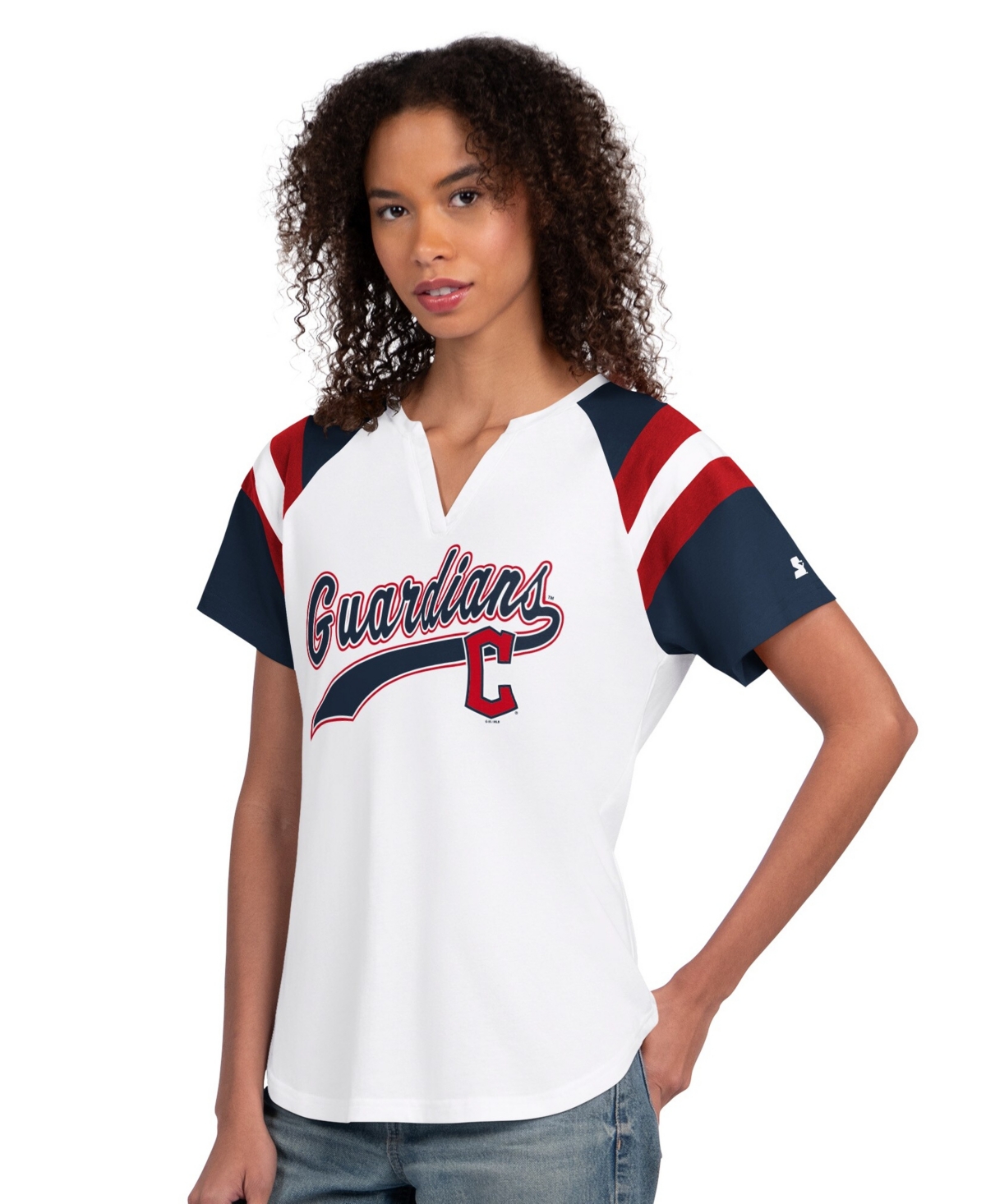 Click here for Starter Womens White Cleveland Guardians Game On N... prices