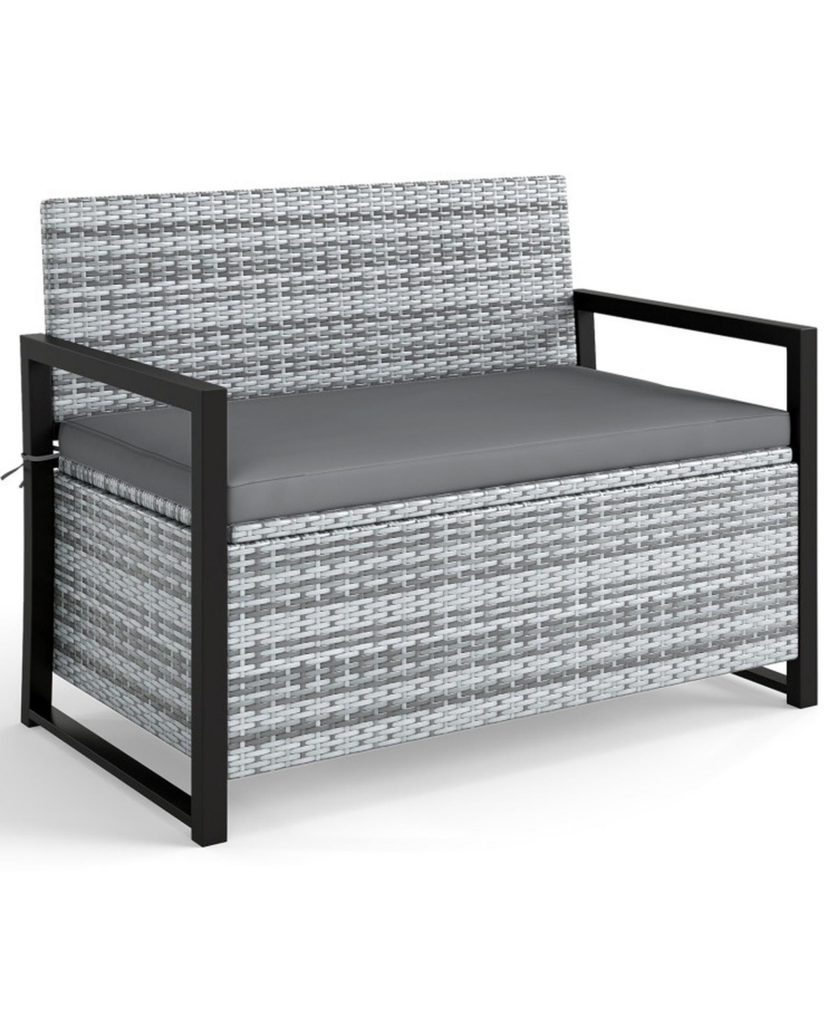 Click here for Gouun Outdoor Wicker Storage Bench Loveseat with H... prices