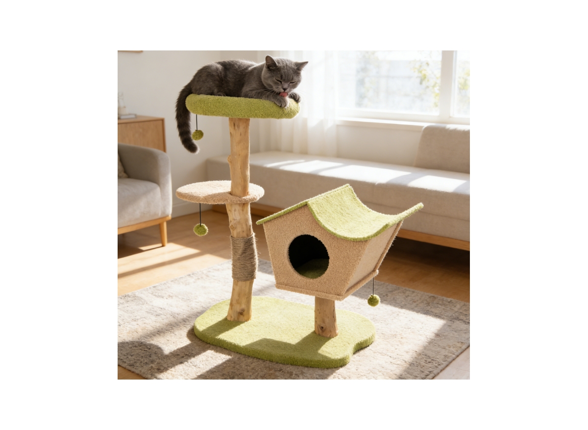 Click here for Zeus & Ruta 43 Inch Wooden Cat Tower Cat Tree with... prices