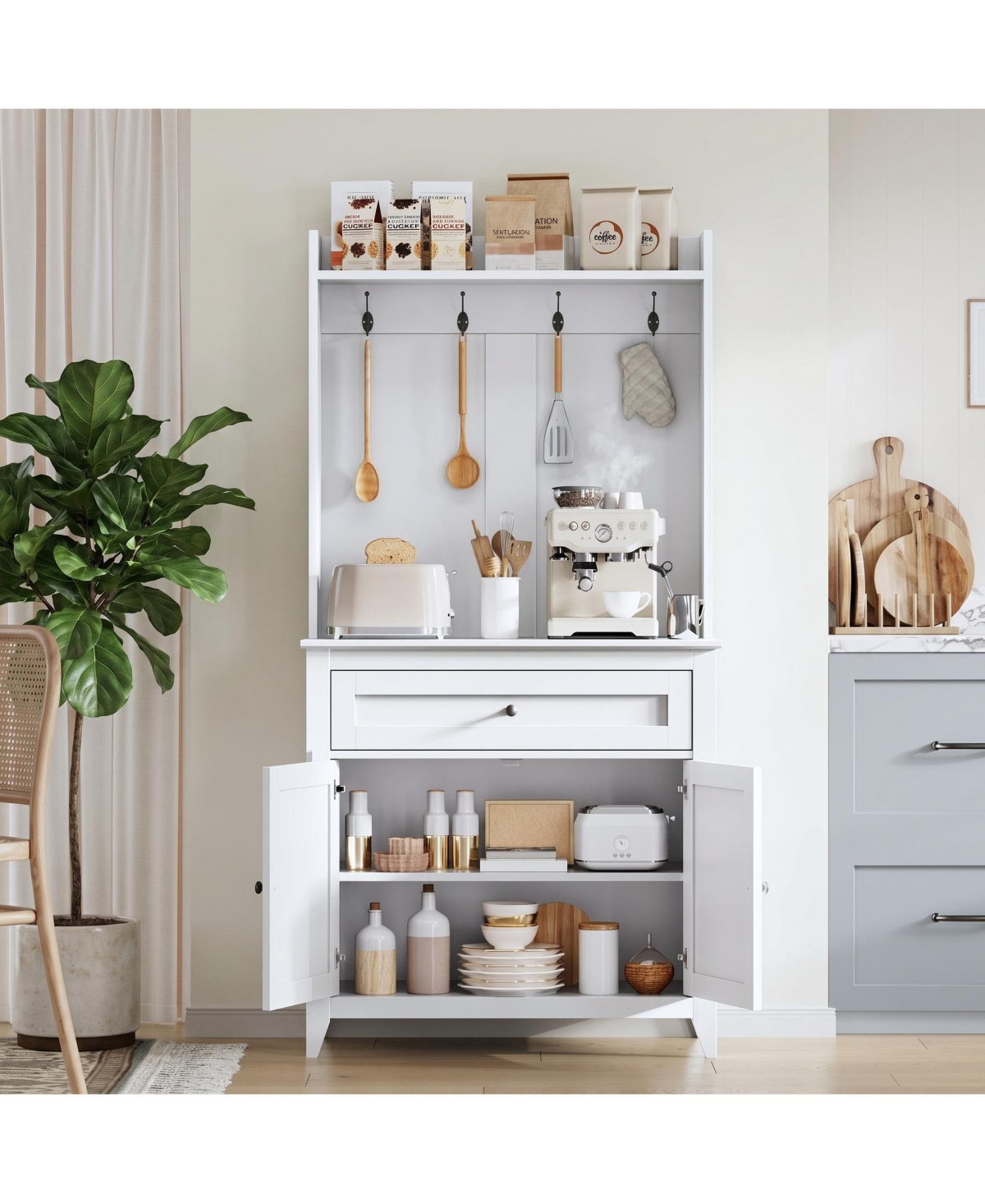 Click here for homfan Pantry Storage Cabinet with Built In Outlet... prices