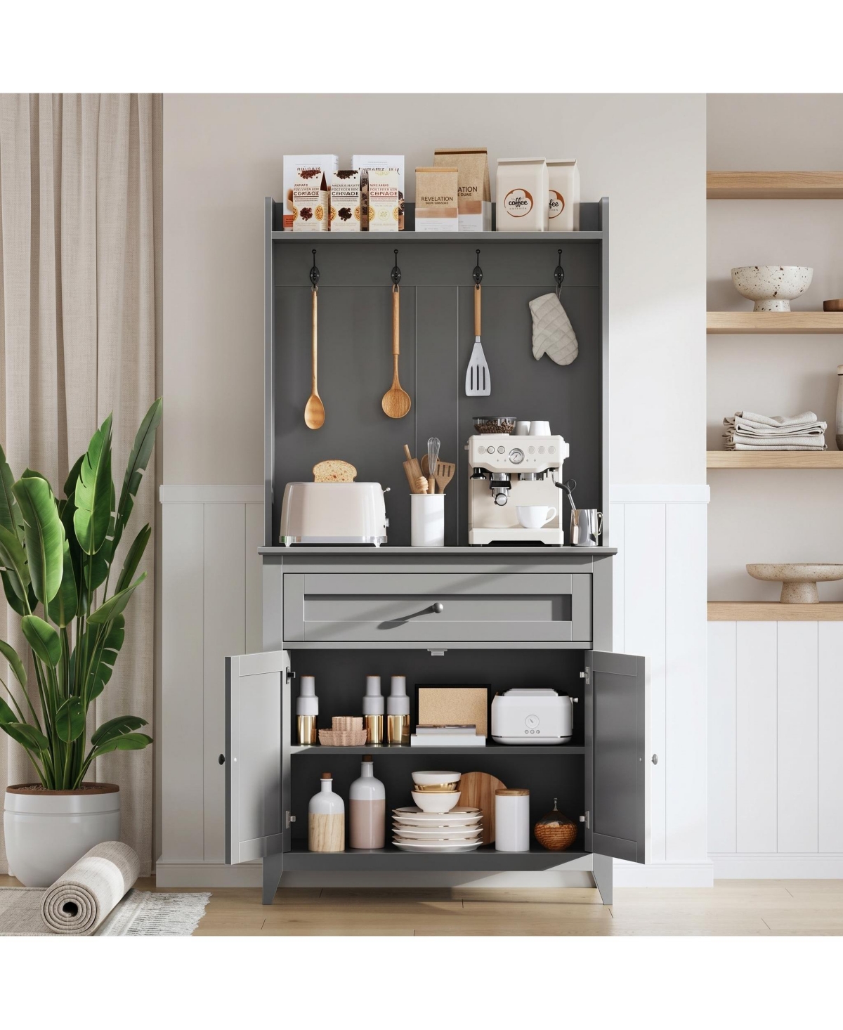 Click here for homfan Pantry Storage Cabinet with Built In Outlet... prices