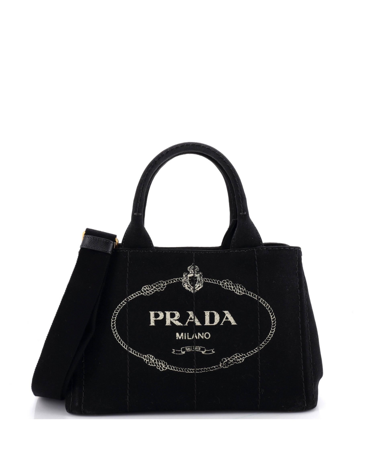 Click here for Pre-Owned Prada Mini Canapa Convertible Tote Canva... prices