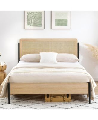 Click here for Homfan Boho Modern Platform Bed Frame With Rattan... prices