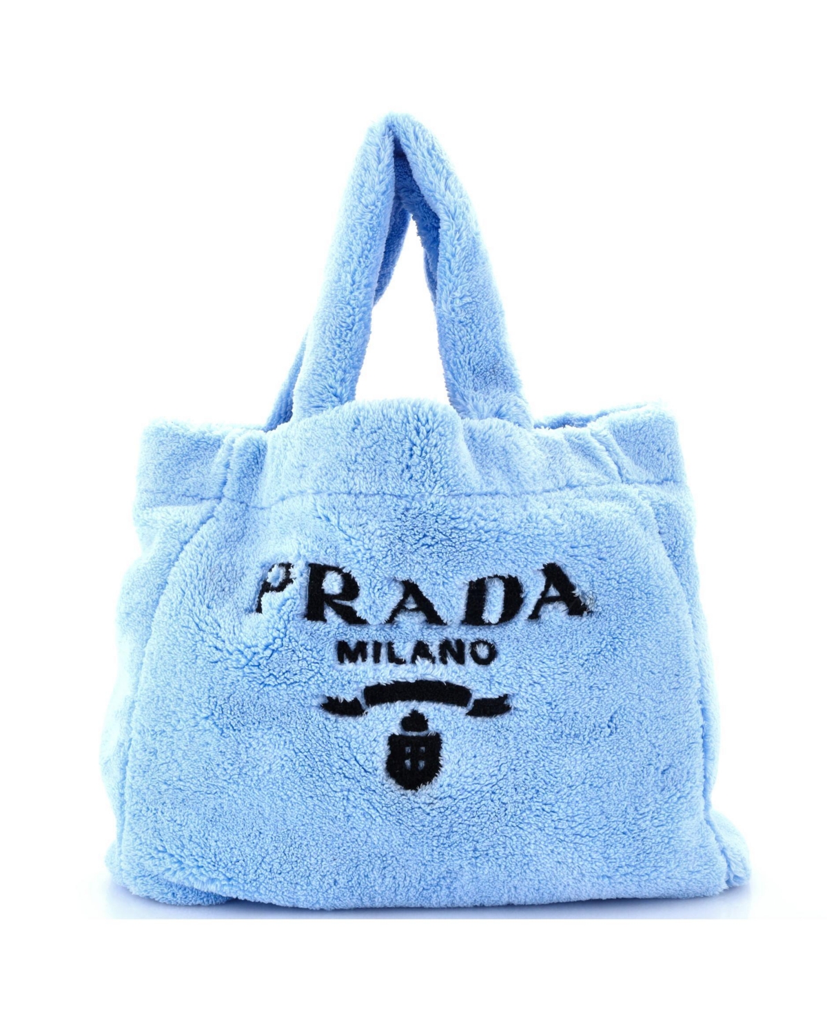 Click here for Pre-Owned Prada Logo Tote Terry Cloth - Blue prices