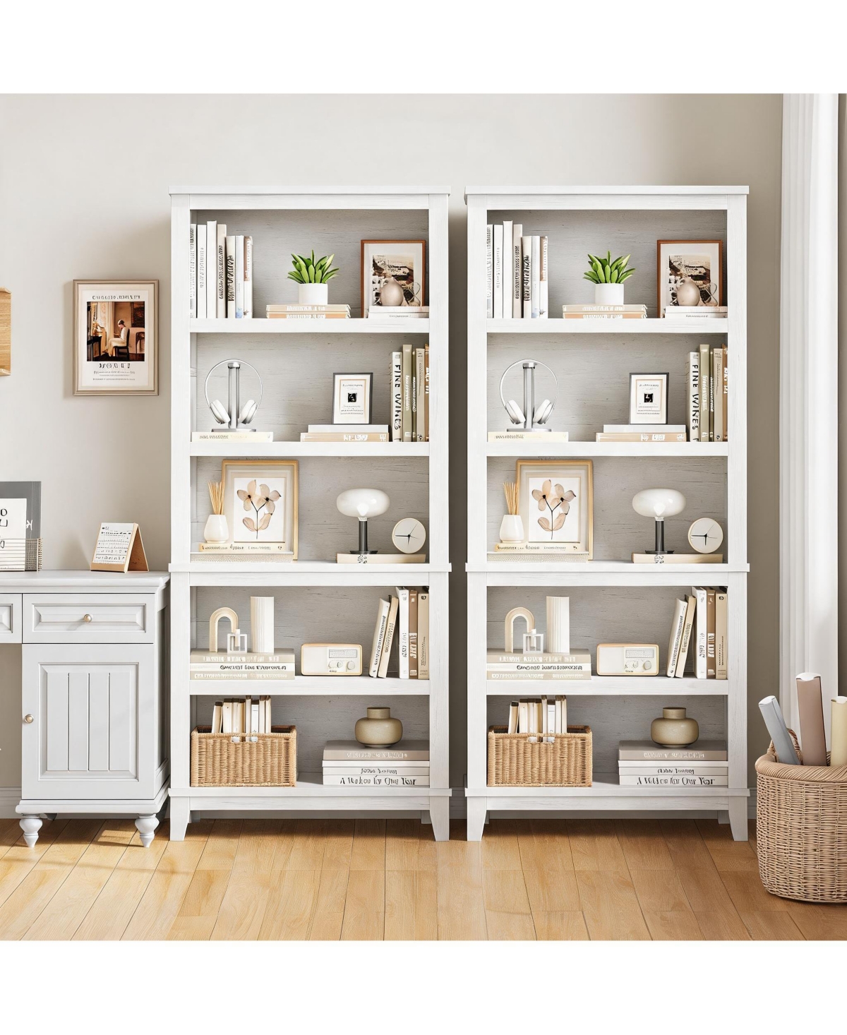 Click here for homfan Set of 2 71 Tall Narrow Bookshelf 5 Tier Bo... prices
