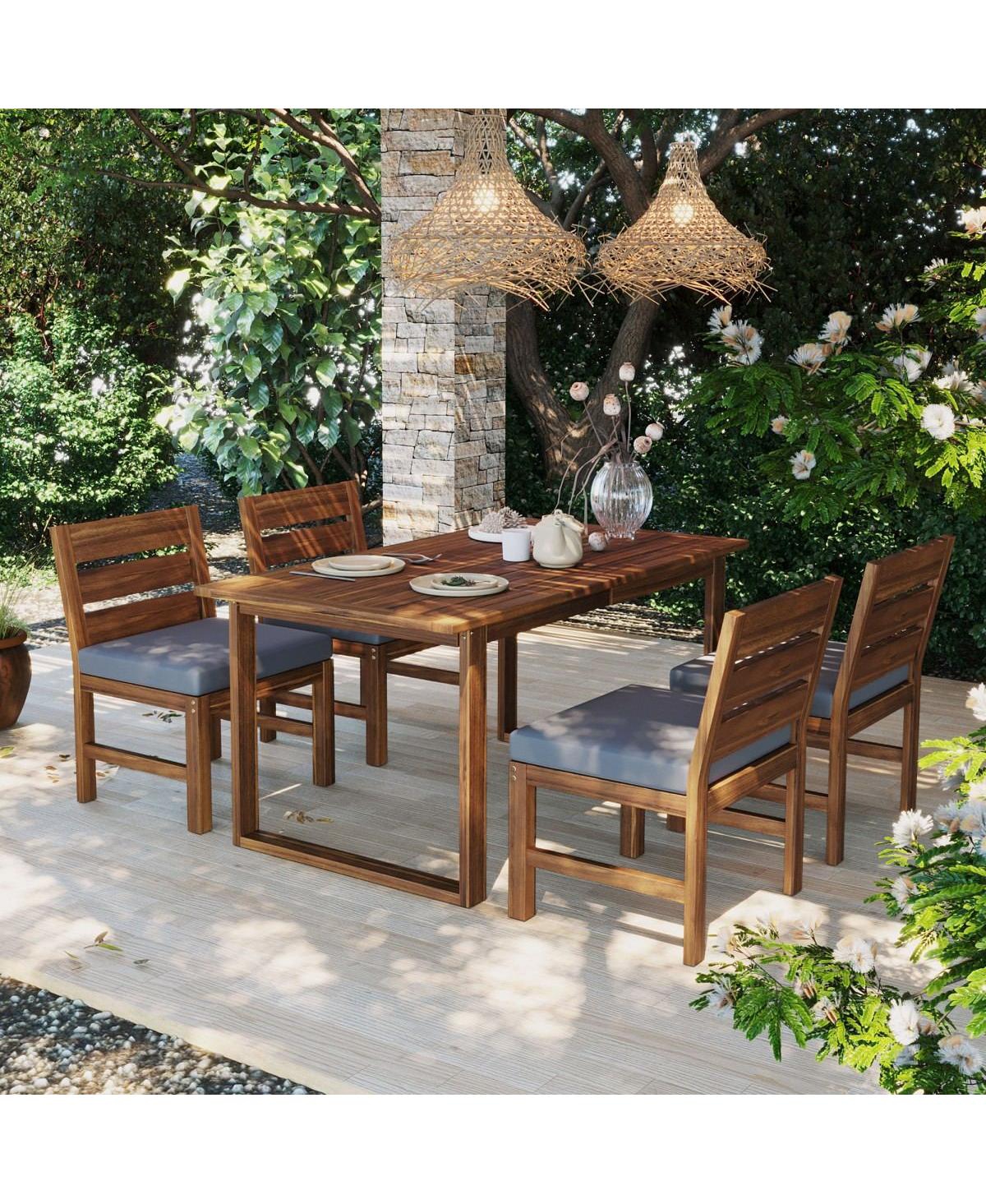 Click here for Asagikoiai Farmhouse 5-Piece Acacia Wood Patio Din... prices