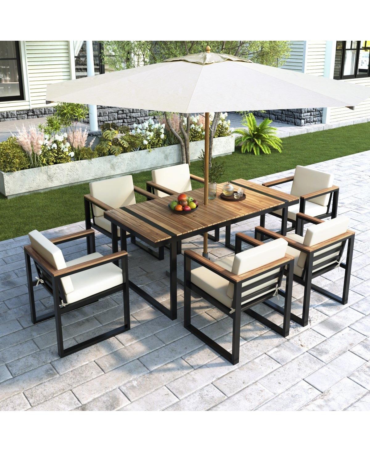Click here for Asagikoiai 7-Piece Outdoor Patio Dining Set  Steel... prices