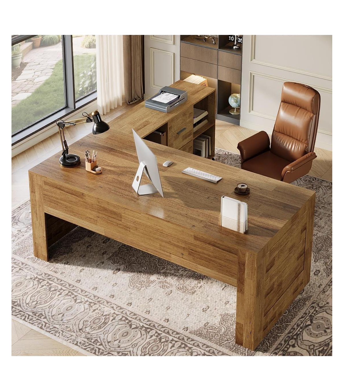 Click here for Tribesigns 63 Desk and 47 Rolling File Cabinet: L-... prices