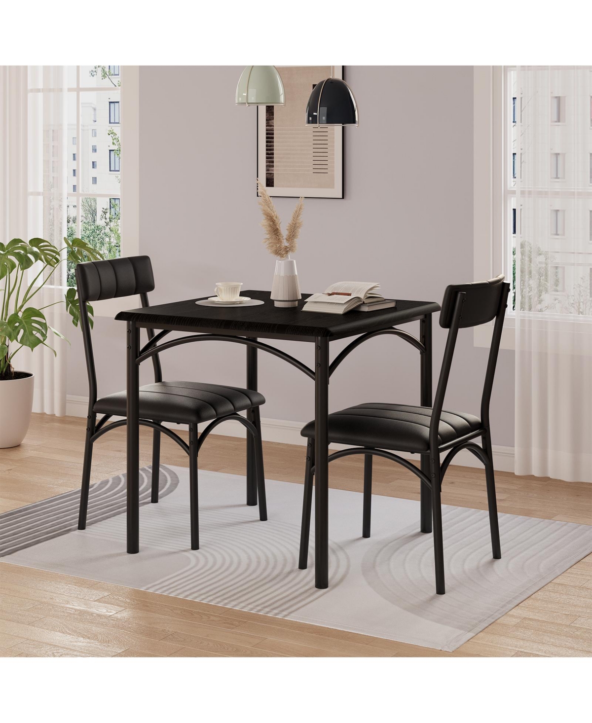 Click here for homfan 3-Piece Modern Compact Dining Set  Easy-Cle... prices