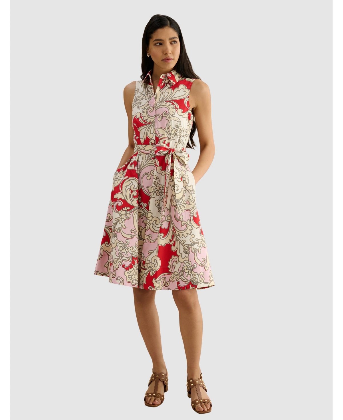 Click here for Hobbs London Womens Hattie Pleated Tie-Waist Midi... prices