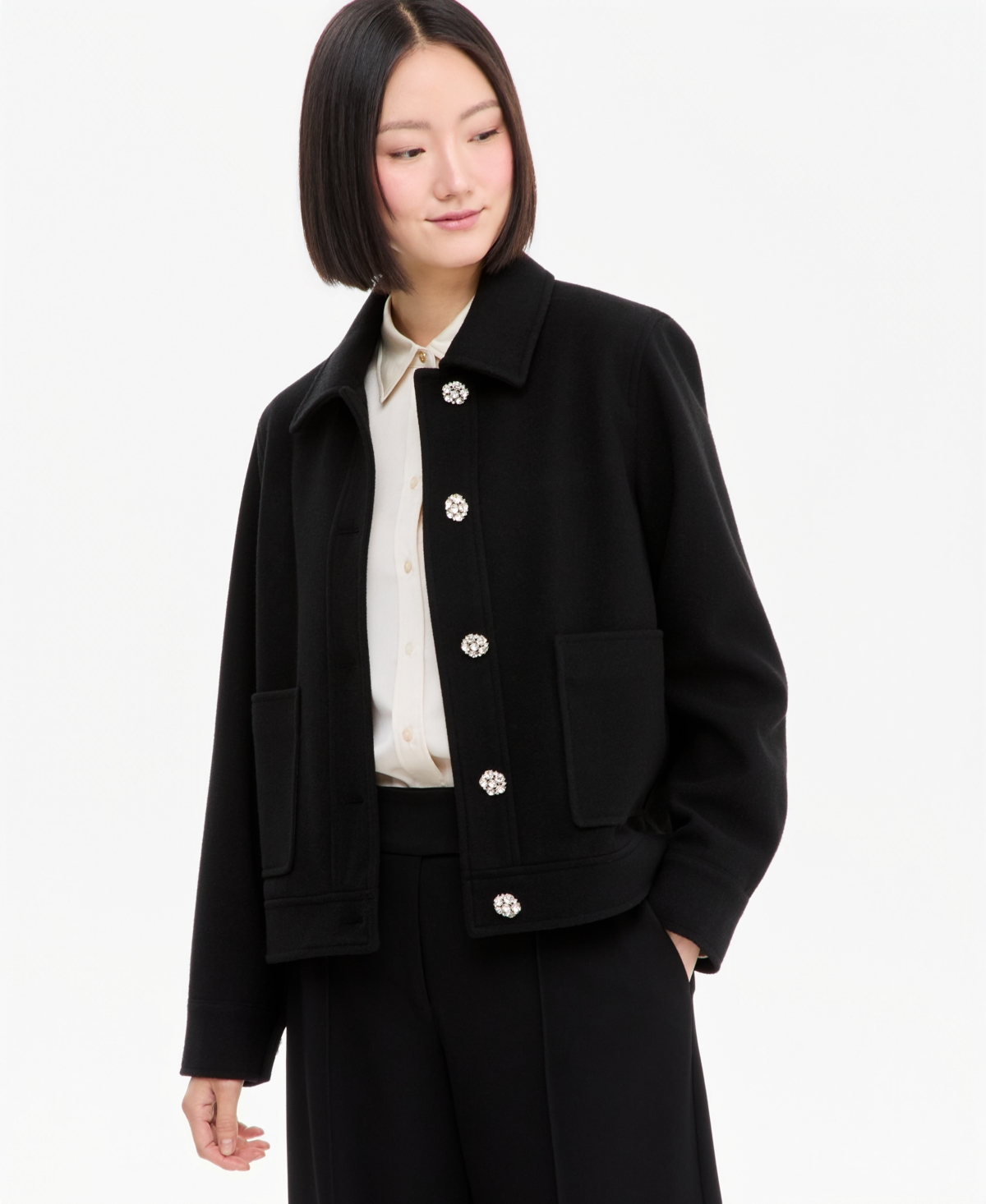 Click here for CeCe Womens Jewel Button Lady Work Jacket - Camel prices