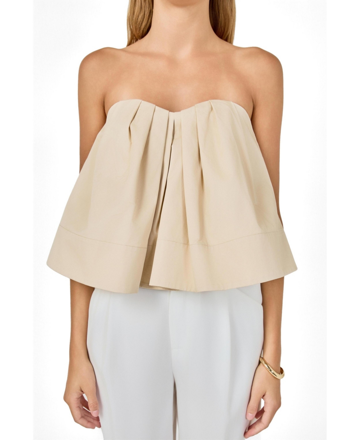 Click here for endless rose Womens Strapless Pintuck Detail Top -... prices