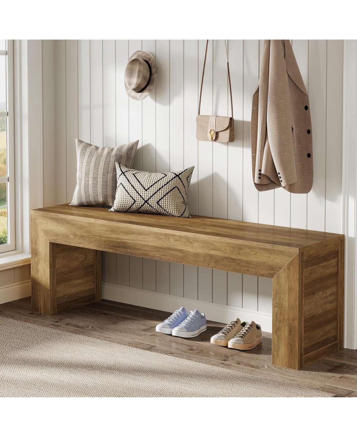 Click here for Tribesigns Farmhouse Entryway Bench  63 Long Woode... prices