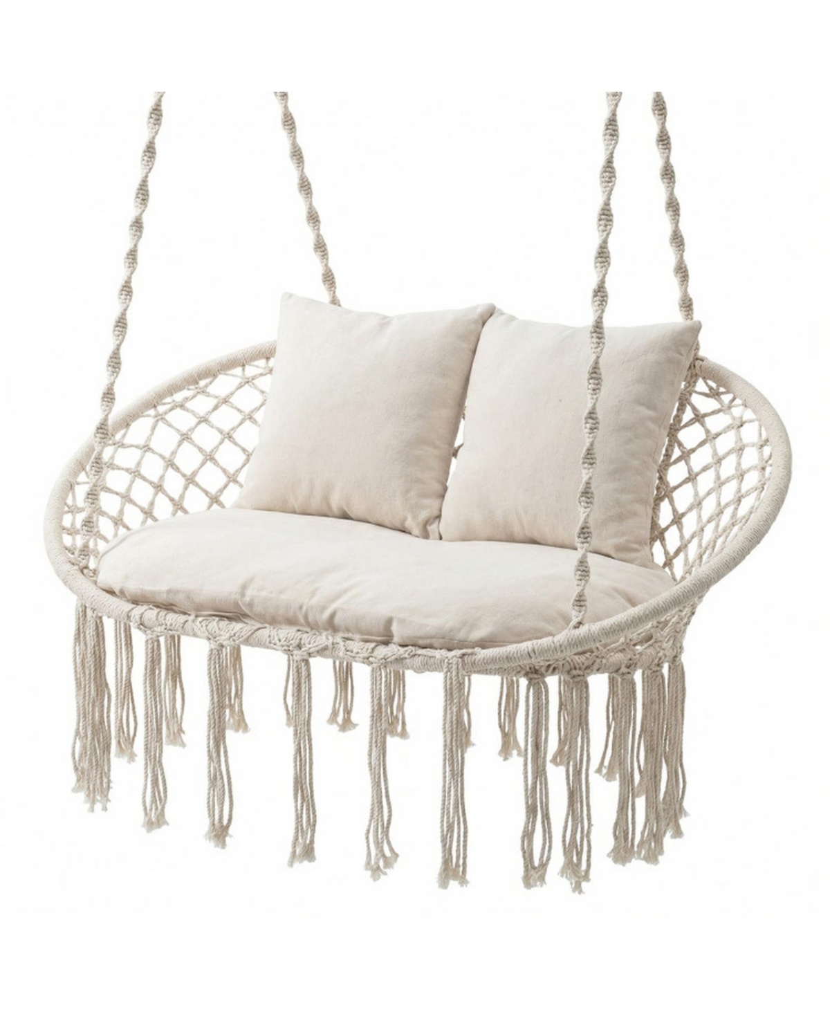 Click here for Sugift Double Swing Chair With Cushions Macrame Ha... prices