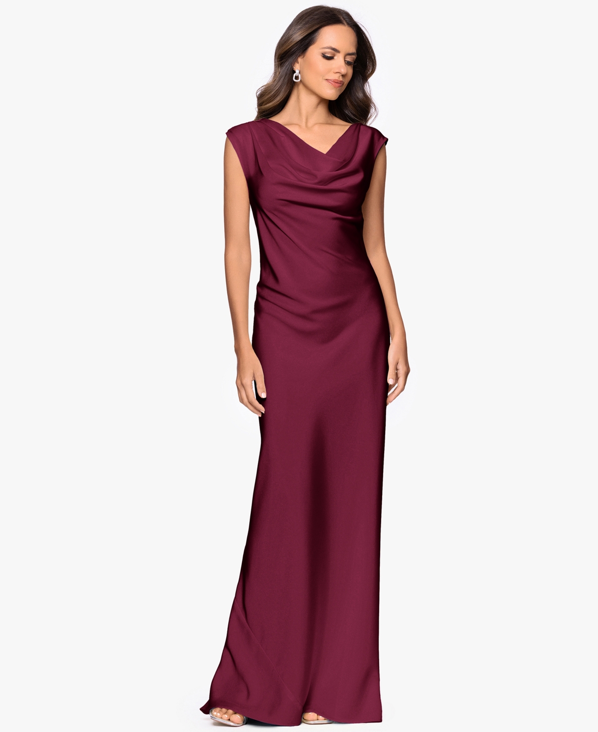 Click here for Betsy & Adam Petite Cowl Neck Gown - Wine prices
