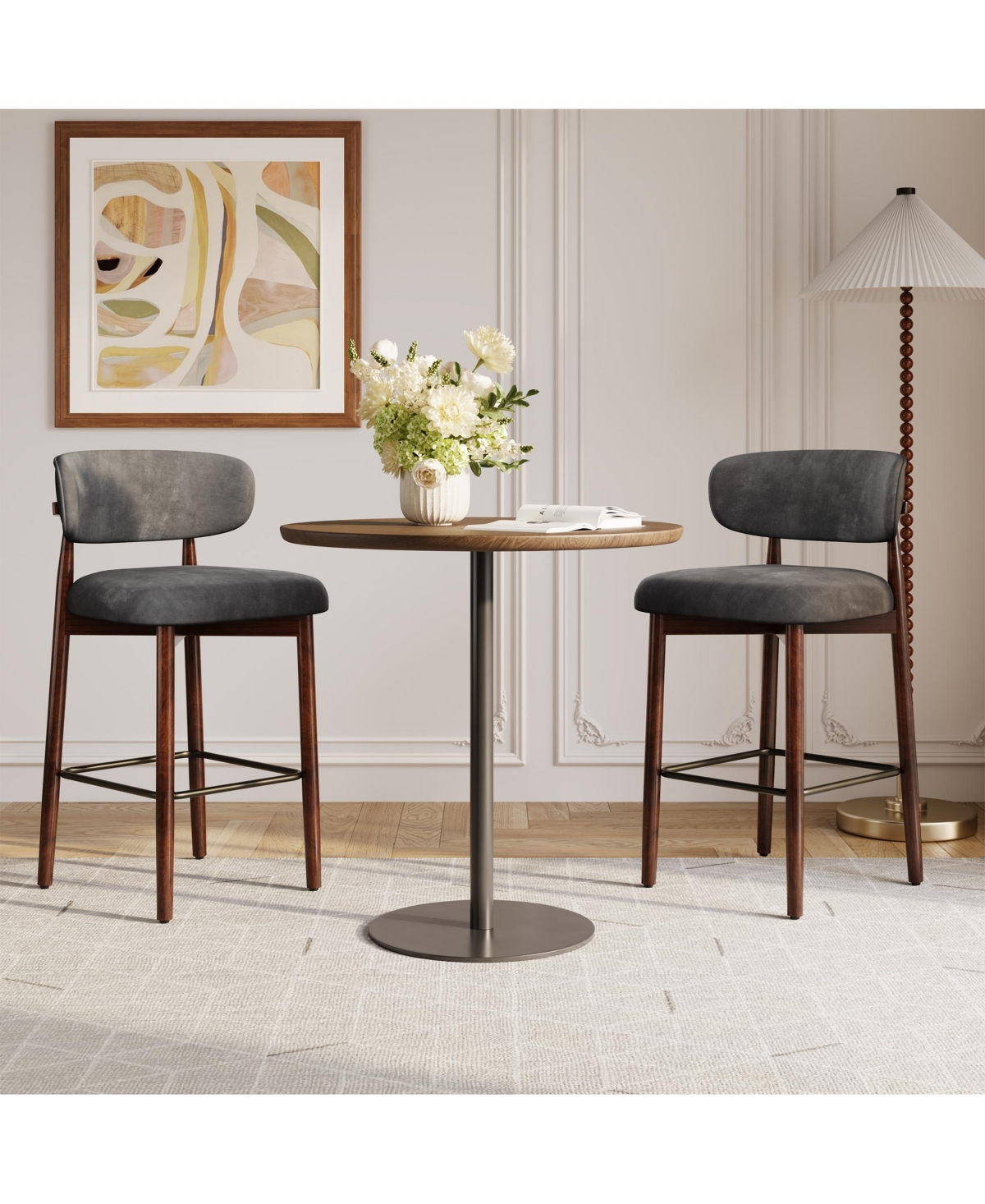 Click here for homfan 2/4 Upholstered Bar Stools  26 Counter Heig... prices