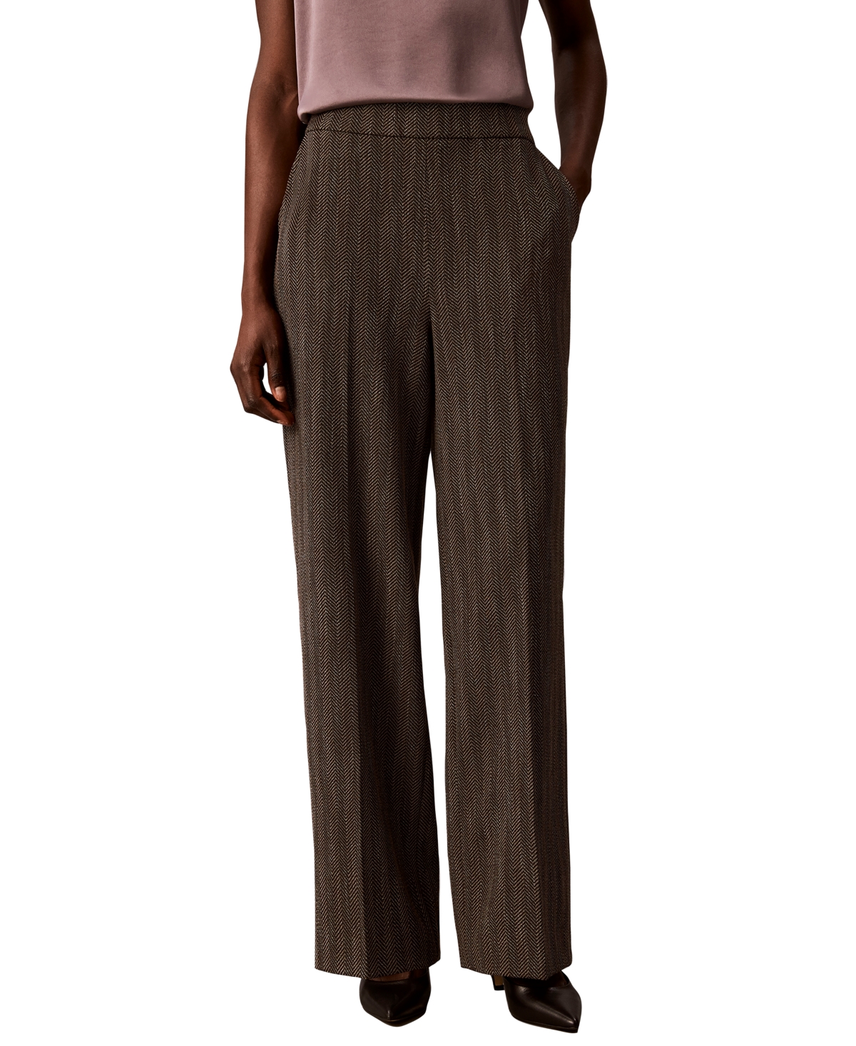 Click here for Calvin Klein Petite High-Rise Wide-Leg Trousers -... prices