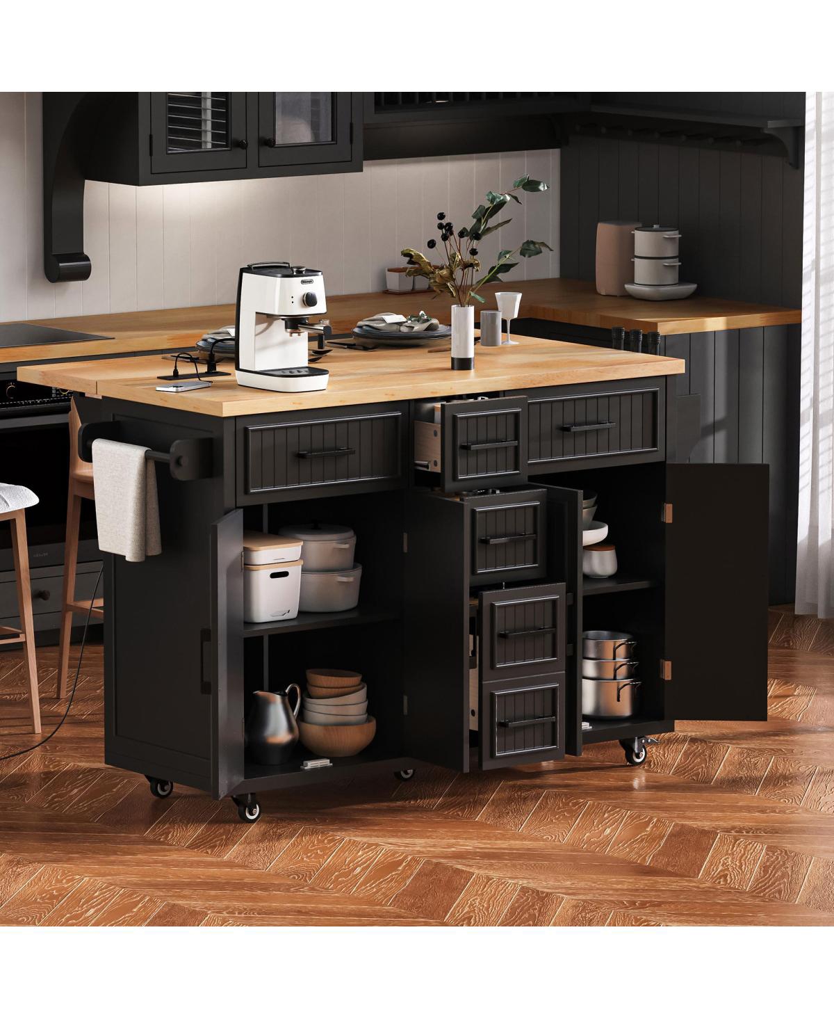 Click here for Streamdale Furniture 56.5 Drop Leaf Kitchen Island... prices