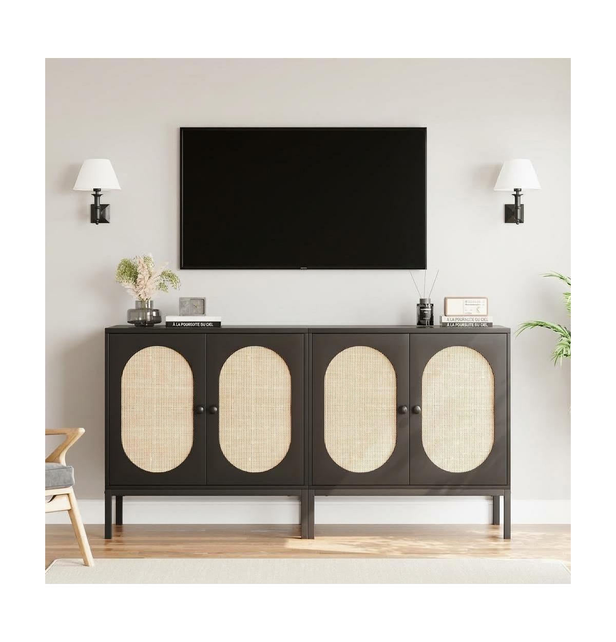 Click here for homfan Sideboard Buffet Cabinet Set of 2  Rattan-S... prices