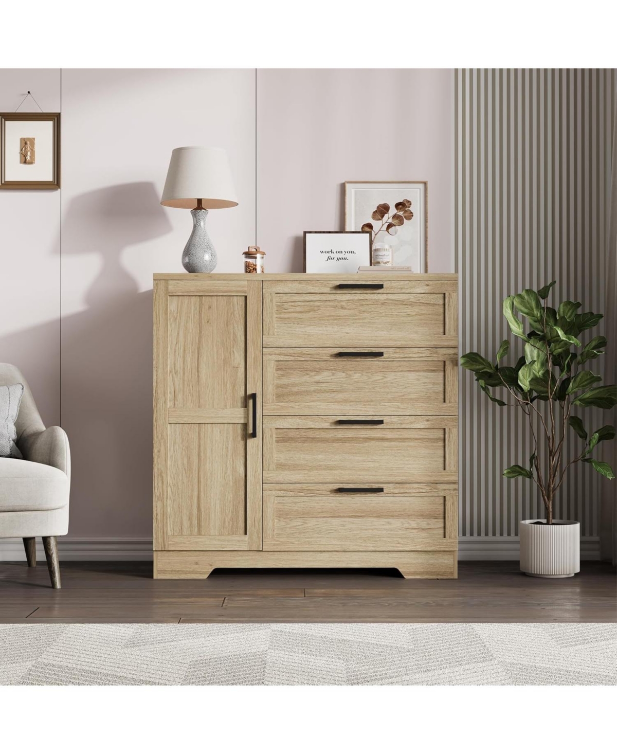 Click here for gaomon Wood Armoire Wardrobe Closet  4 Drawers  Do... prices
