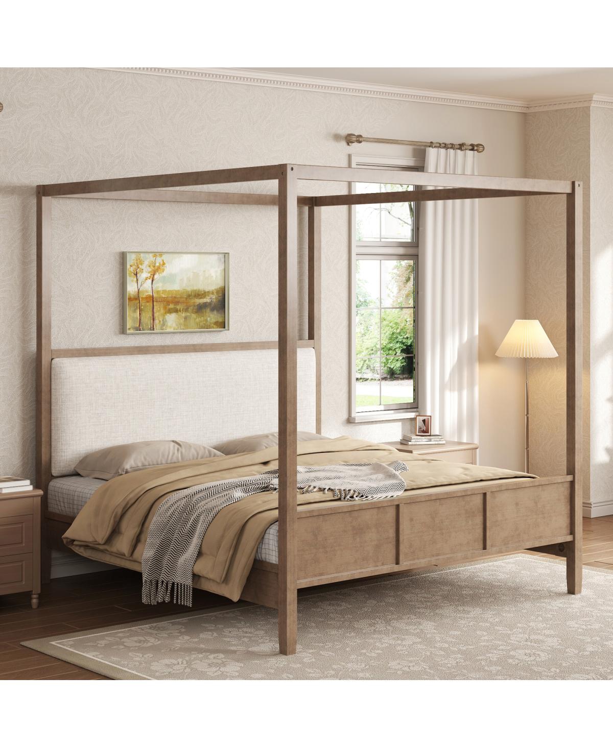 Click here for Streamdale Furniture Queen Wooden Canopy Platform... prices